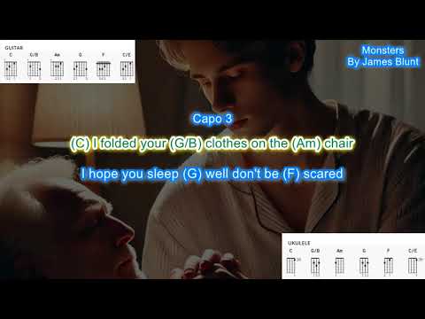 Monsters (capo 3) by James Blunt play along with scrolling guitar chords and lyrics