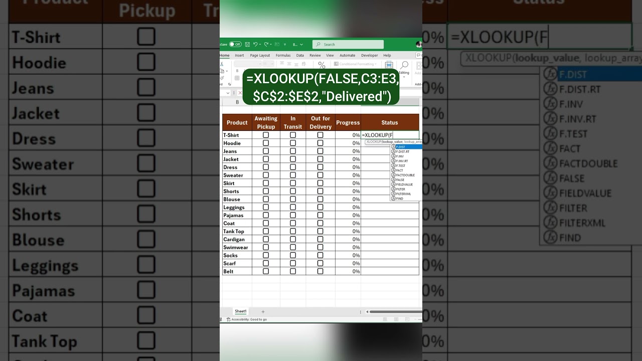 Effortless Delivery Tracking Made Easy with Excel Checkboxes!