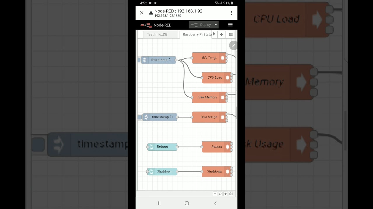 Raspberry Pi Status Data with Node Red