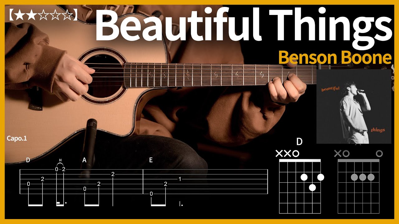 402.Benson Boone - Beautiful Things  기타커버 【★★☆☆☆】 | Guitar tutorial |ギター 弾いてみた 【TAB譜】