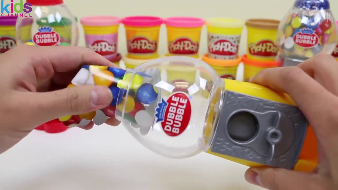 Red Blue & Yellow Dubble Bubble Gumball Machines with Colorful Bubble Gum & Trolli Eggs Candy! -