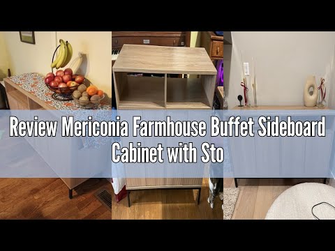 Review Mericonia Farmhouse Buffet Sideboard Cabinet with Storage, Fluted Natural Coffee Bar Station