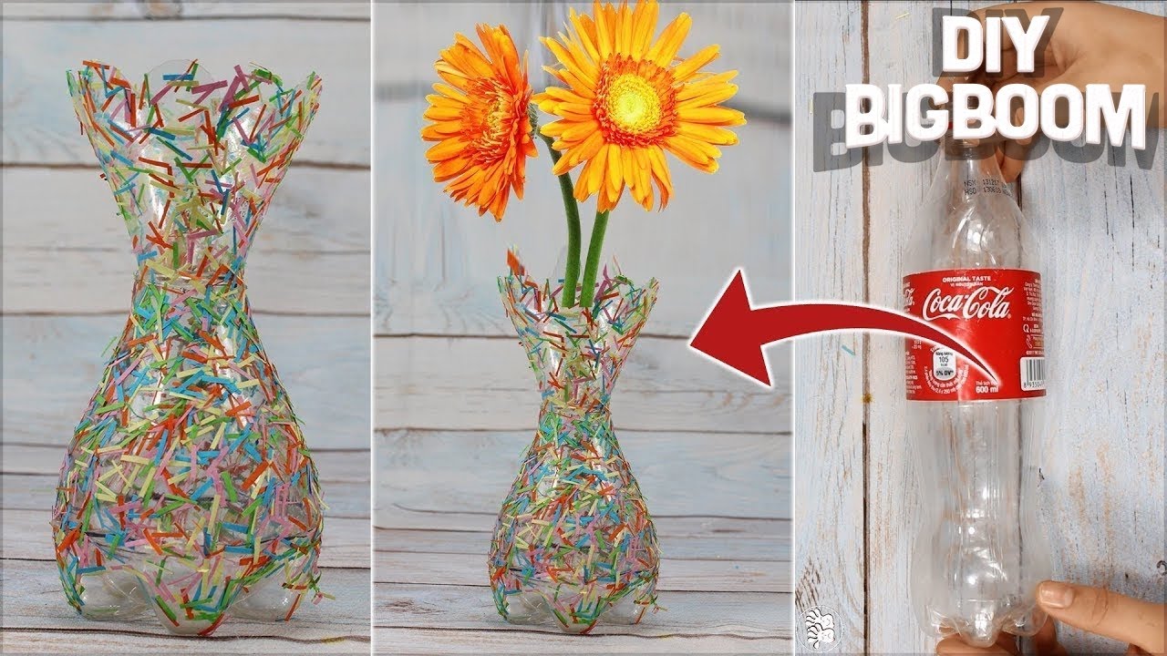 How to make flower vase with plastic bottle & Paper | Supper quicky & Easy | DBB