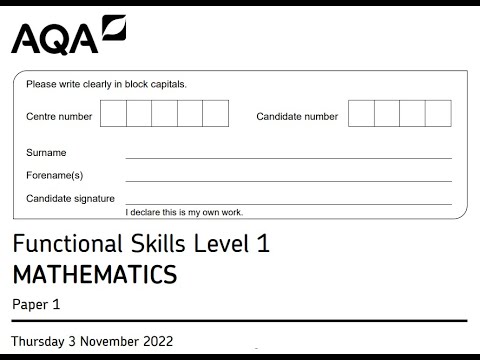 Functional Skills Maths L1 Nov2022 AQA
