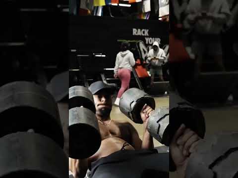 Bench Pressing 150 lb Dumbbells #fitness #benchpress #gym
