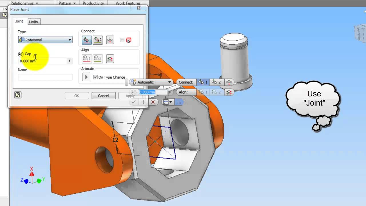 Autodesk Inventor Tutorial - Universal (assembly) Joint-Part2.
