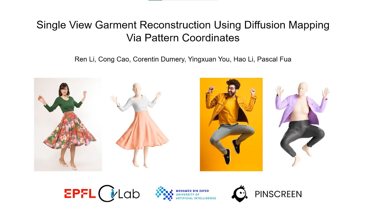 SIGGRAPH2025 - Single View Garment Reconstruction Using Diffusion Mapping Via Pattern Coordinates