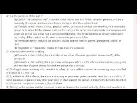 Colorado Stalking Criminal Laws Reviewed: by StalkersIdentified.com