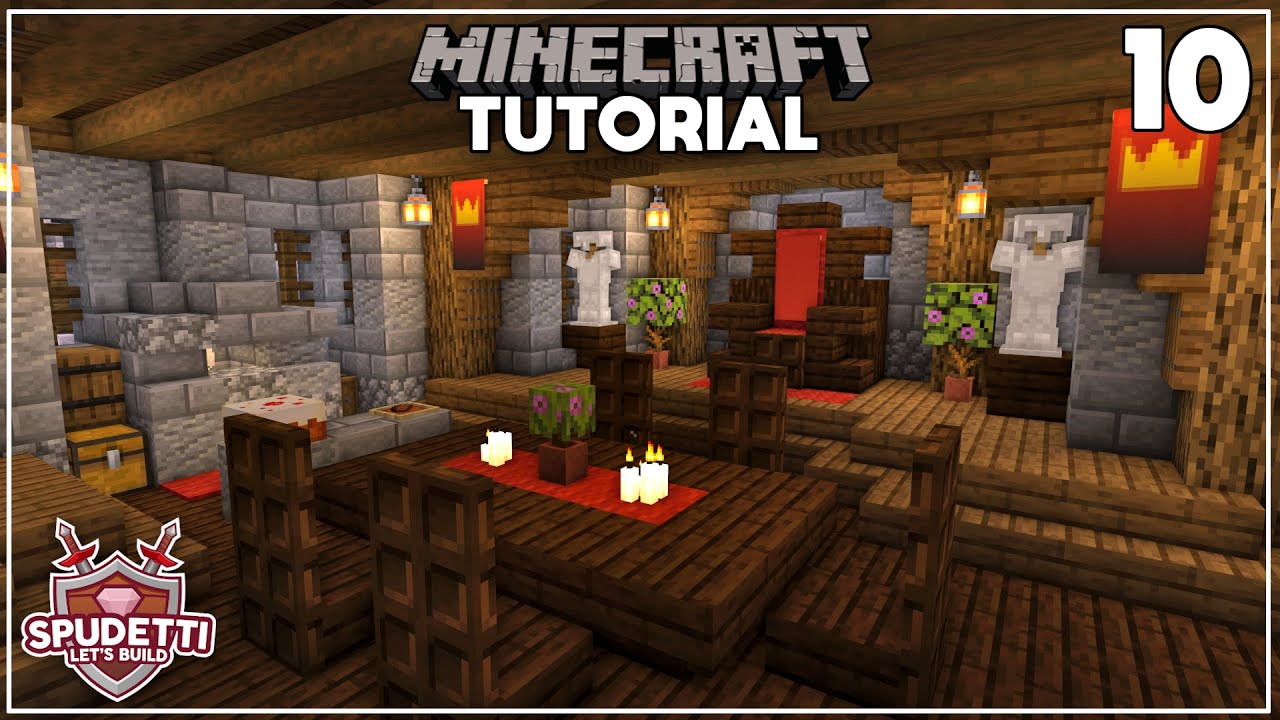 Minecraft: Grand Hall Interior | Let's Build a Medieval Village - Ep 10 ...