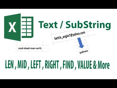 Excel Tutorial : Text / SubString Functions and Formula