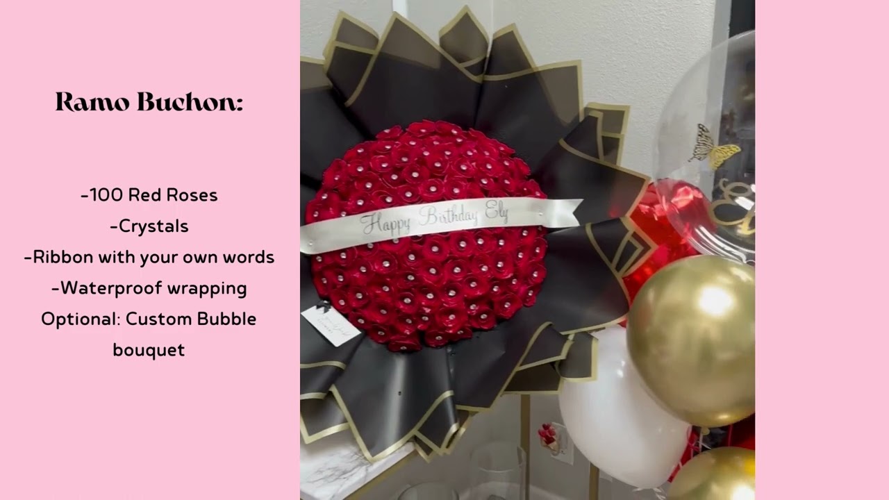 100 Red Roses Ramo Buchon by Magic World Flowers