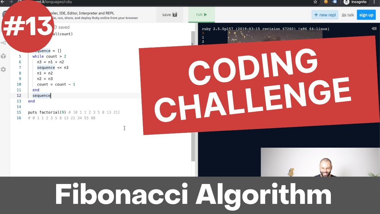Day 13 of 30 - Ruby Coding Challenge - Fibonacci Algorithm 🤓