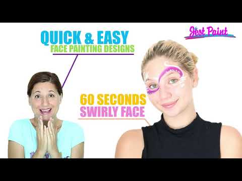 SHORT - Quick and Easy 60 Seconds Swirly Mask Face Painting Demo - Step by Step