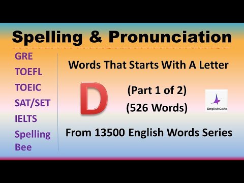 ✪✪✪✪✪ Set D -Words That Begins With Letter D - Part 1 0f 2 (526 Words) Spellings & Pronunciation