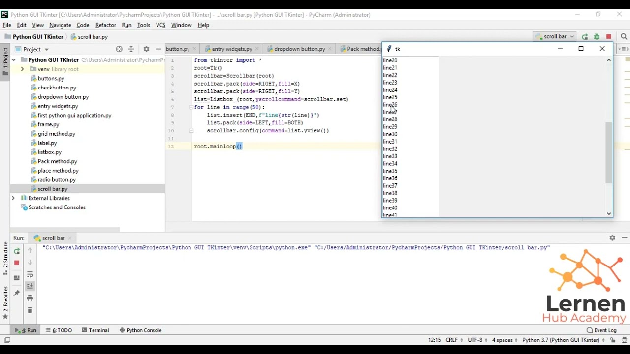 ScrollBar In Tkinter GUI | Python Tkinter GUI Tutorial | How to create ScrollBar in Tkinter?