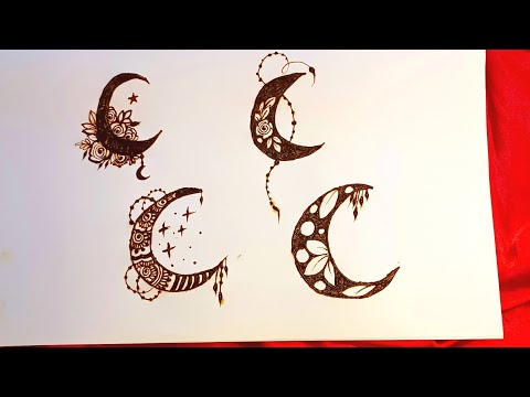 How to draw 4 Different types of Henna Moon🌙 ||Henna tips/trick( Part-1) || Henna classes day 33 ||