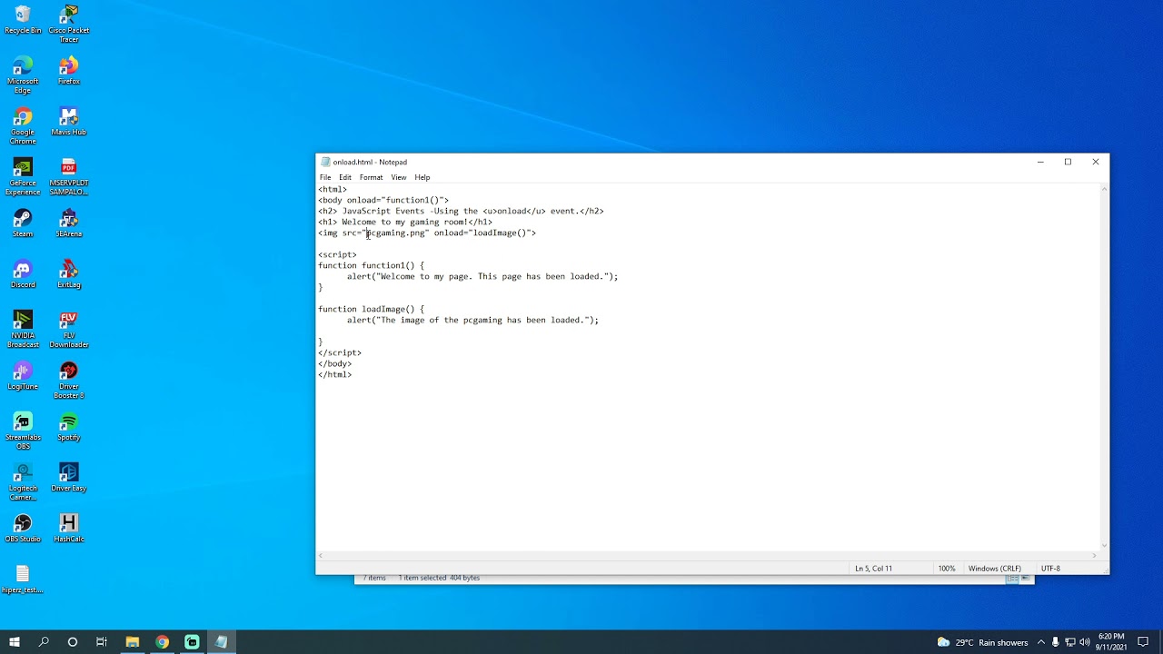 OnLoad Event Javascript Tutorial