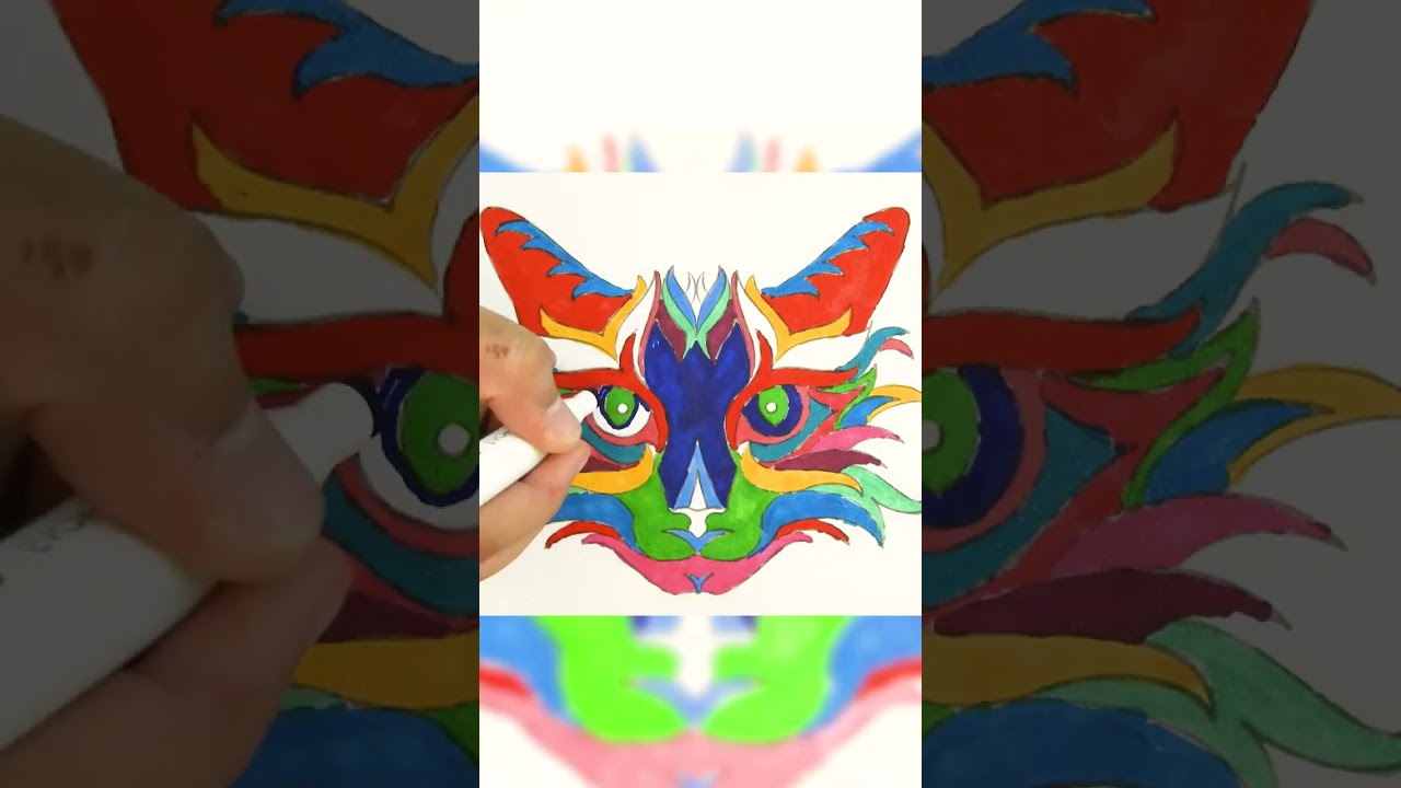 Abstract Cat Coloring Page | #shorts #shortvideo #coloring #painting #drawing #paintingvideo