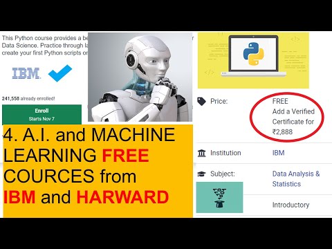 3 PYTHON Based A.I. and MACHINE LEARNING Courses (FREE) by IBM and HARVARD.