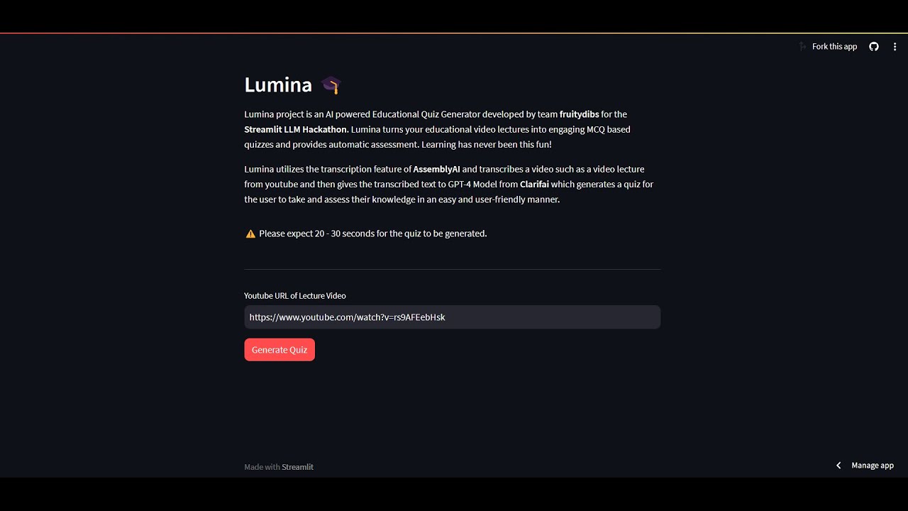GitHub - HibbanHaroon/lumina: Lumina 🧠🎓 | Turn educational video lectures into engaging MCQ ...