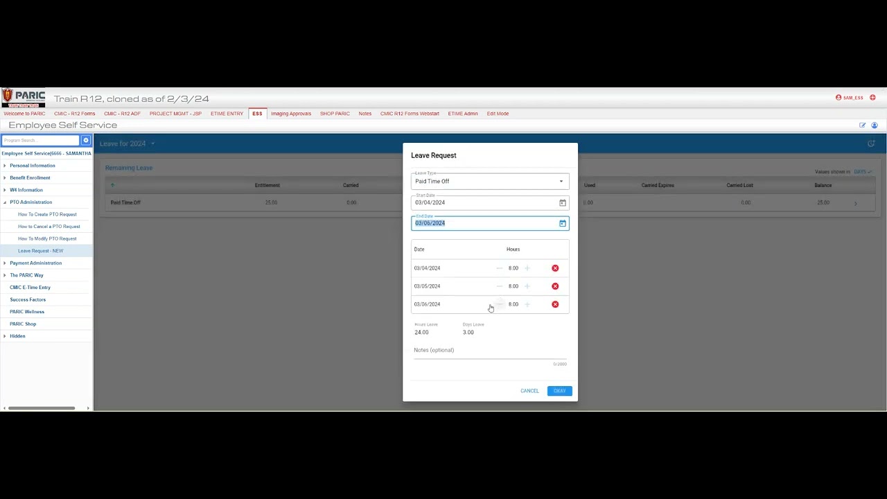 How To Submit PTO Request - Leave Request - Construct