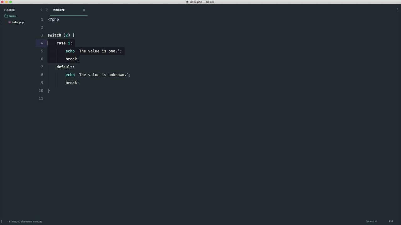 PHP Basics: IF statements and operators: Switch (17/35)