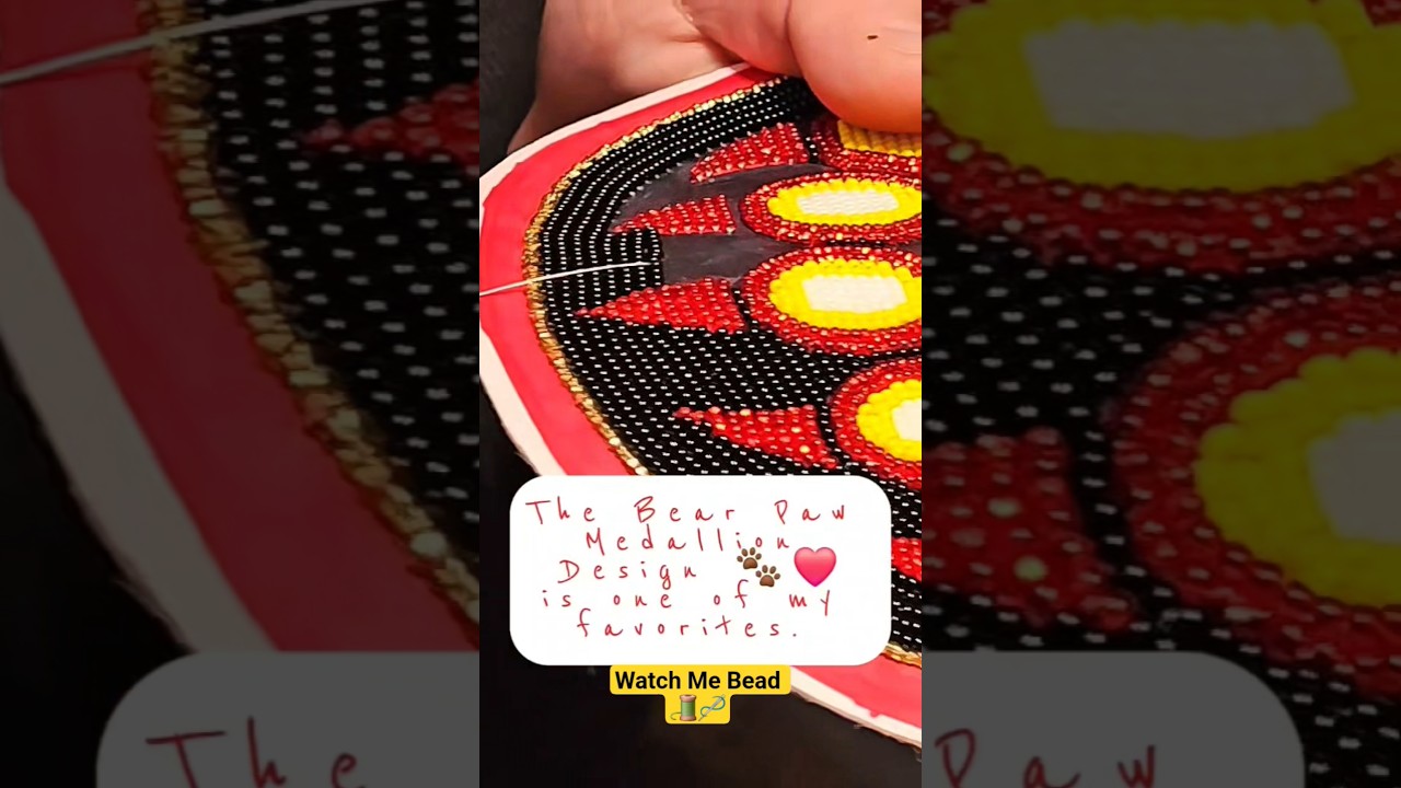 Watch Me Bead. Beading a Bear Paw Medallion. With Word Papa. #beading #beads #beadwork #fyp #anxiety