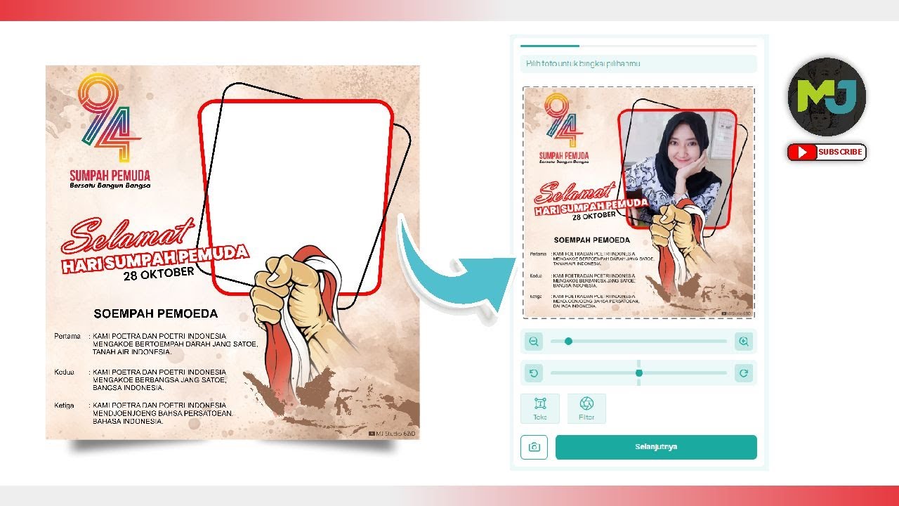 Desain TWIBBON Hari Sumpah Pemuda | GRATIS Template, Mudah Diedit Ulang