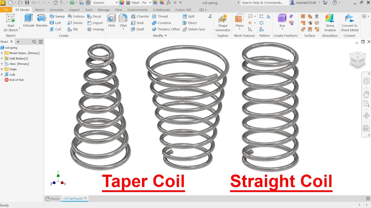 Autodesk Inventor 2023 Create Coil Spring