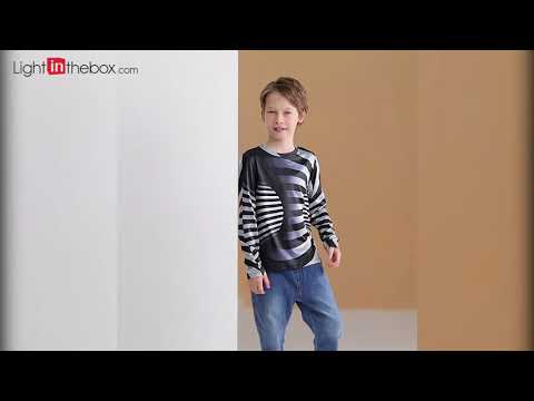 Kids Boys' T shirt Blouse Long Sleeve 3D Print Gray Children Tops-8133455