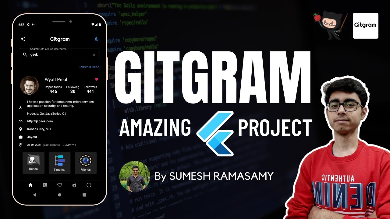Gitgram Amazing Flutter Project | Flutter App with Github API | Integrating API's with Flutter Apps