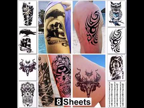 8 Sheets Temporary Tattoos for Guys for Men Fake Tattoo, Biker Tattoos, Rocker Stickers for Arms S