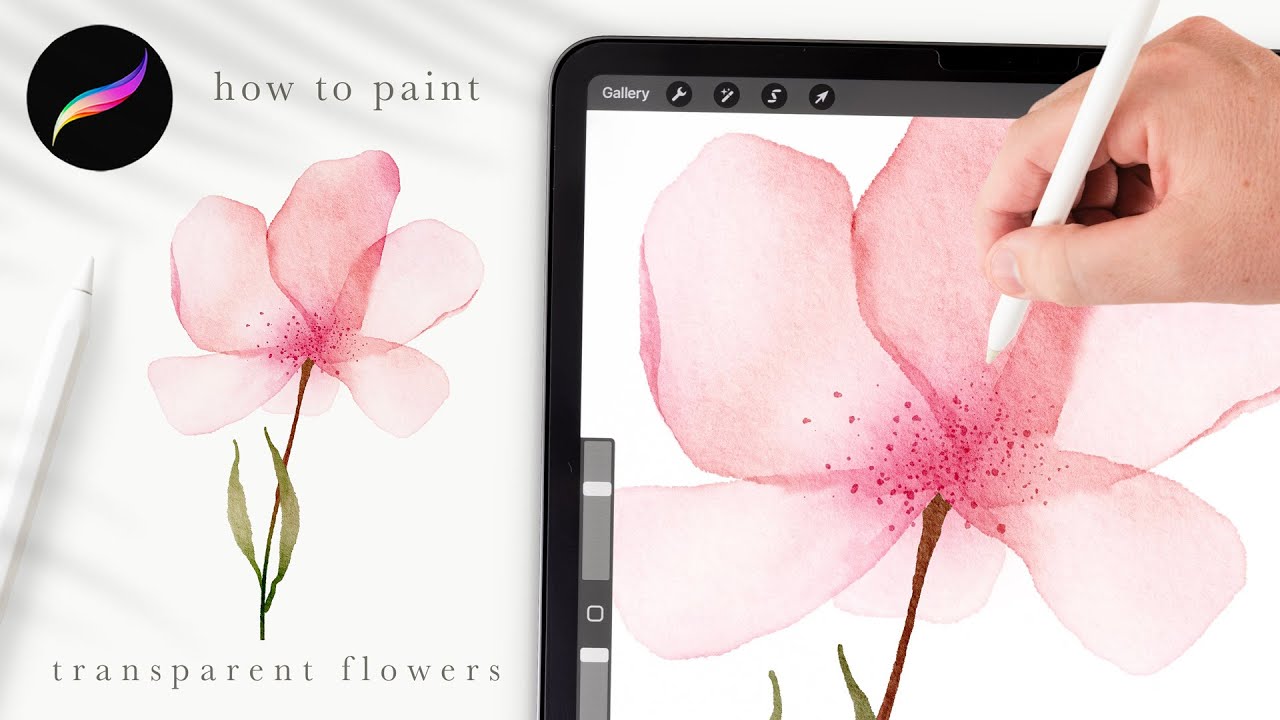 here's how to paint simple transparent watercolor flowers 🌸 Procreate tips and tricks for beginners