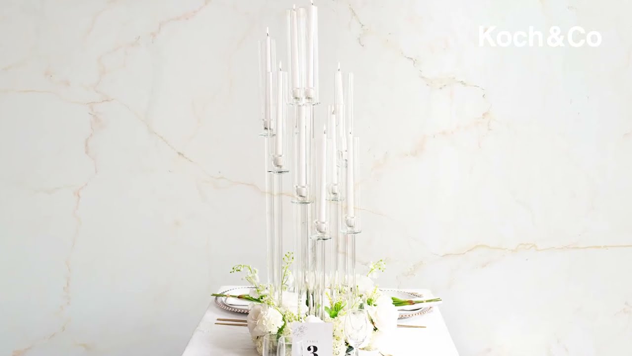 Check out our Acrylic Candelabra with 10 Glass Candle Holders