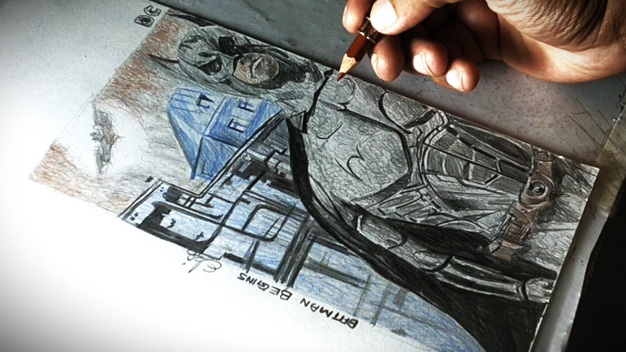 Drawing batman begins poster