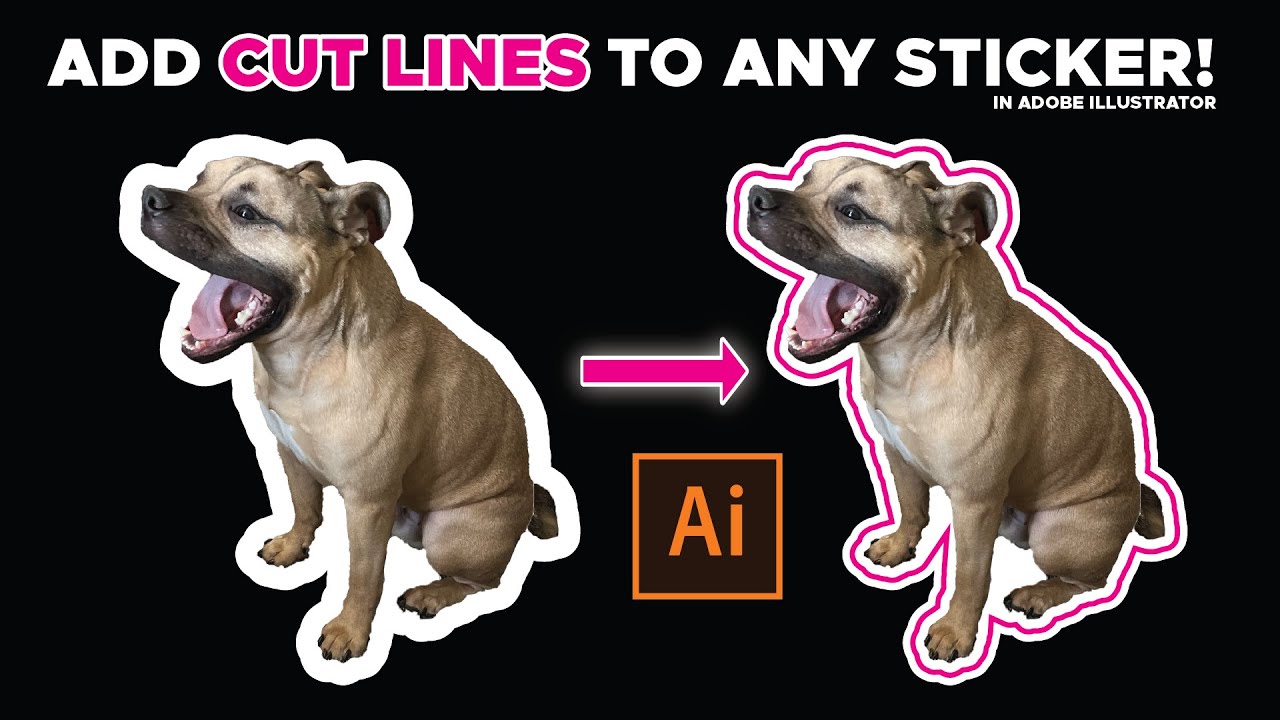 How to add CUT LINES to any STICKER!  Adobe Illustrator Tutorial