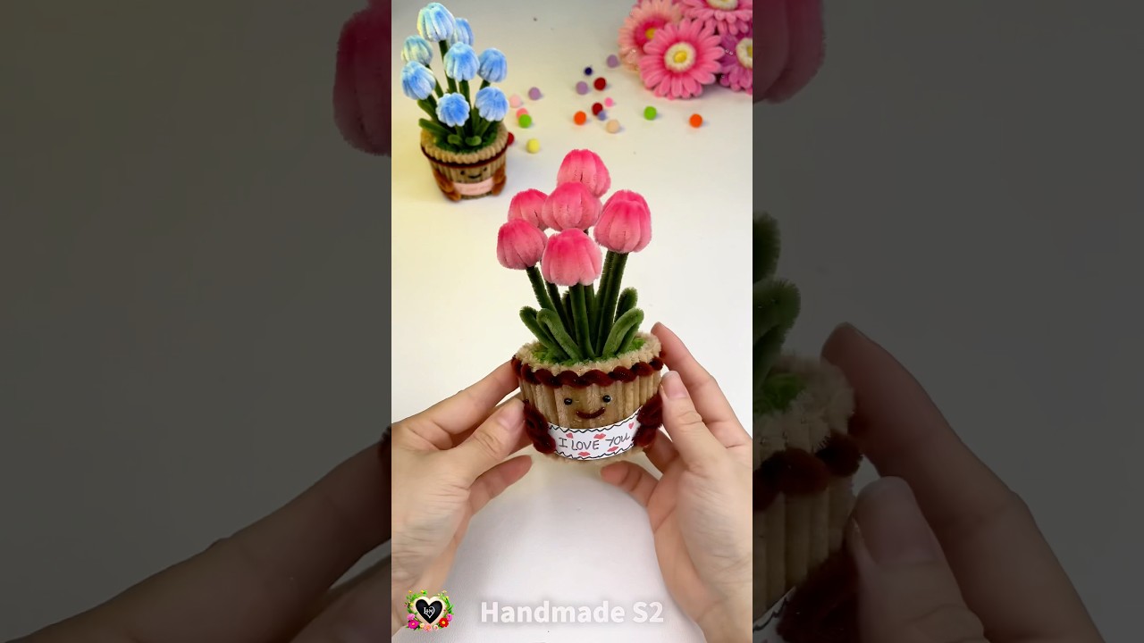 DIY Pot Bunga Tulip Chubby Lucu dengan Pembersih Pipa Bagian 1 #diy #pembersihpipa #tulip #bunga