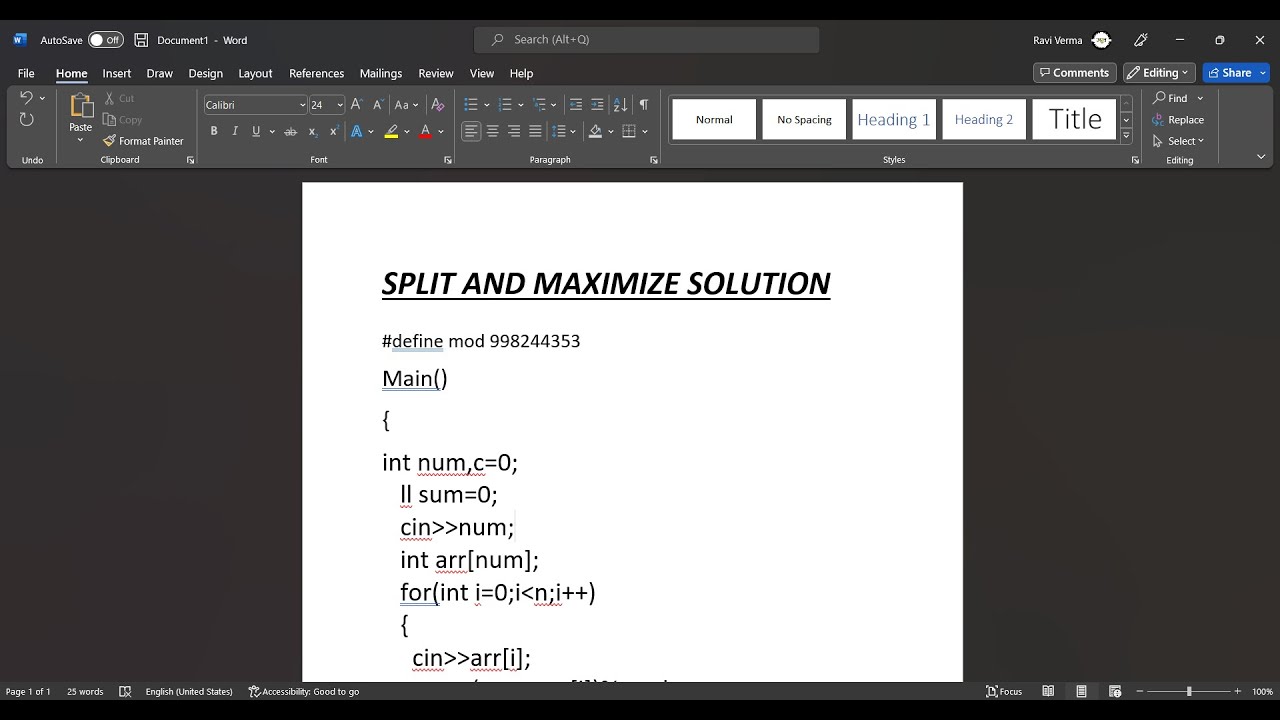 SPLIT AND MAXIMIZE CODECHEF SOLUTION