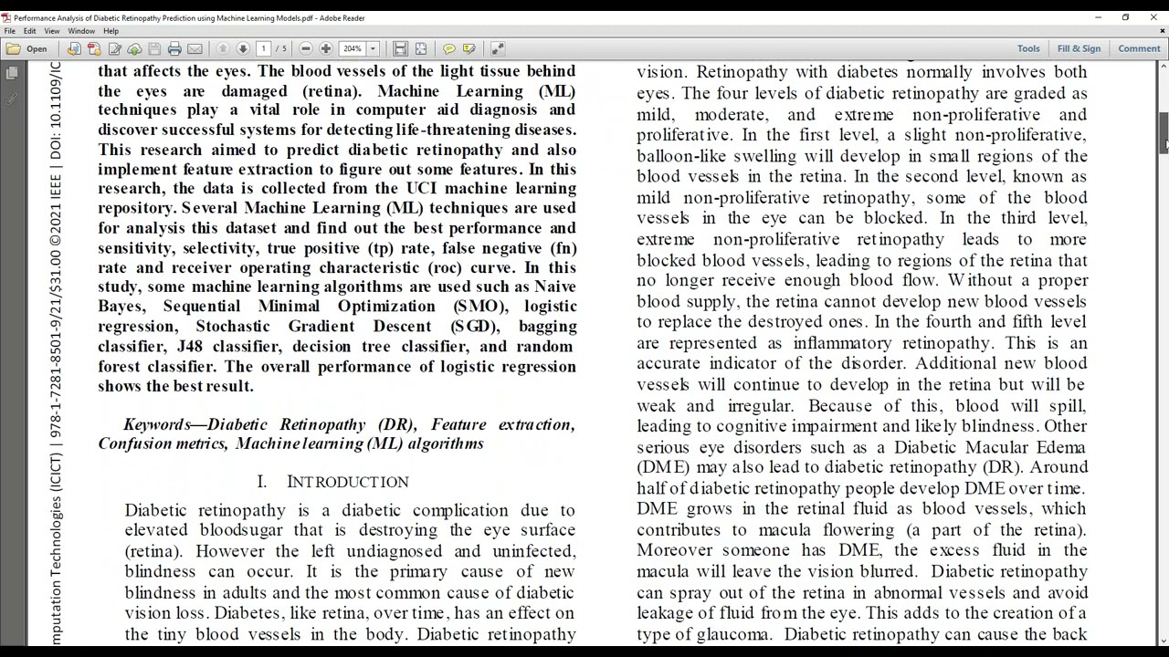 Performance Analysis of Diabetic Retinopathy Prediction using Machine Learning Models - OKOK ...
