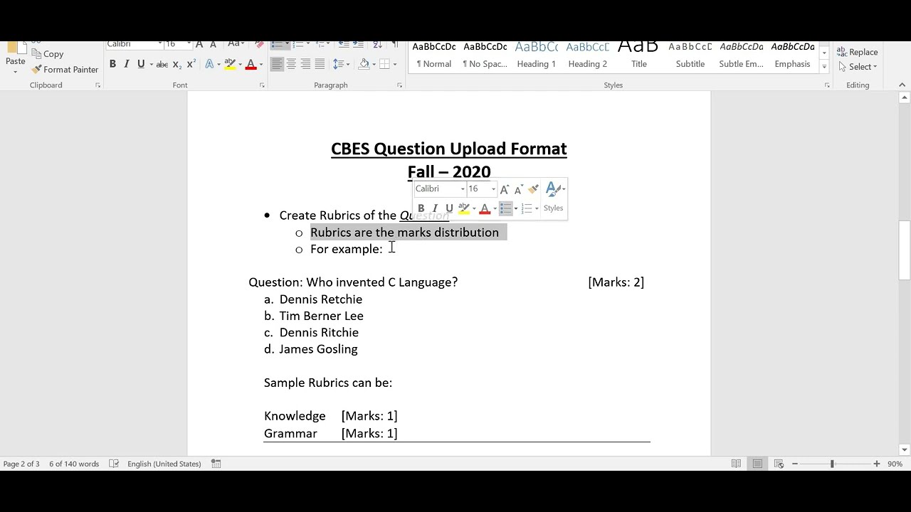 Questions and Rubrics Format Discussion | E-Assessment | Computer Based Examination System