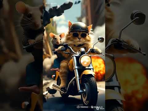 Viral AI Cat Video – Watch This Cat Ride a Bike with a Rabbit! 🔥 #Funny AI Video #funnyanimals