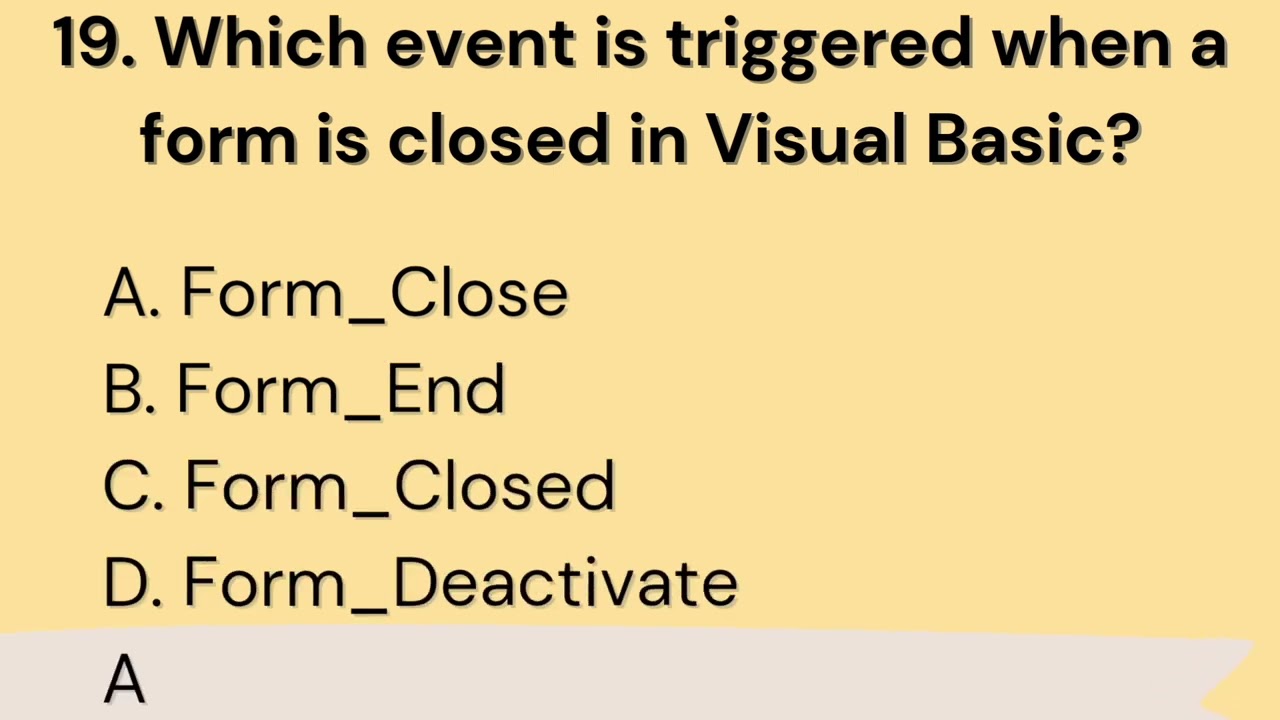 Top 50 MCQ on visual basic part - 1