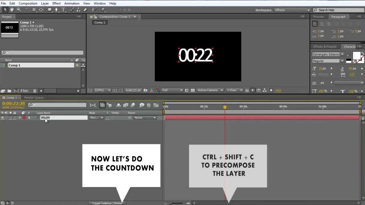 After Effects: Tutorial | How to display time & create a countdown