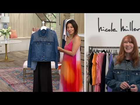 nicole by Nicole Miller Printed Yoke Stretch Denim Jacket on QVC