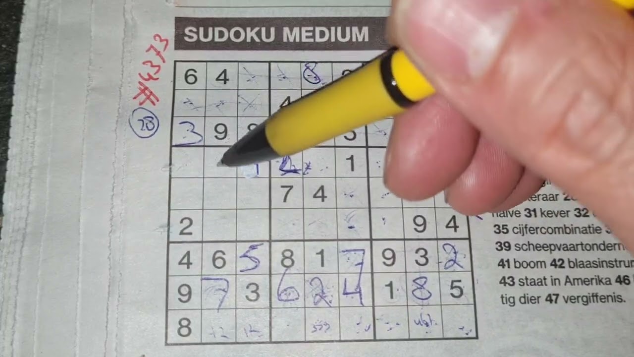 Faster than 15 minutes. Not this one. (#4373) Medium Sudoku puzzle 04-07-2022 (No Additional today)