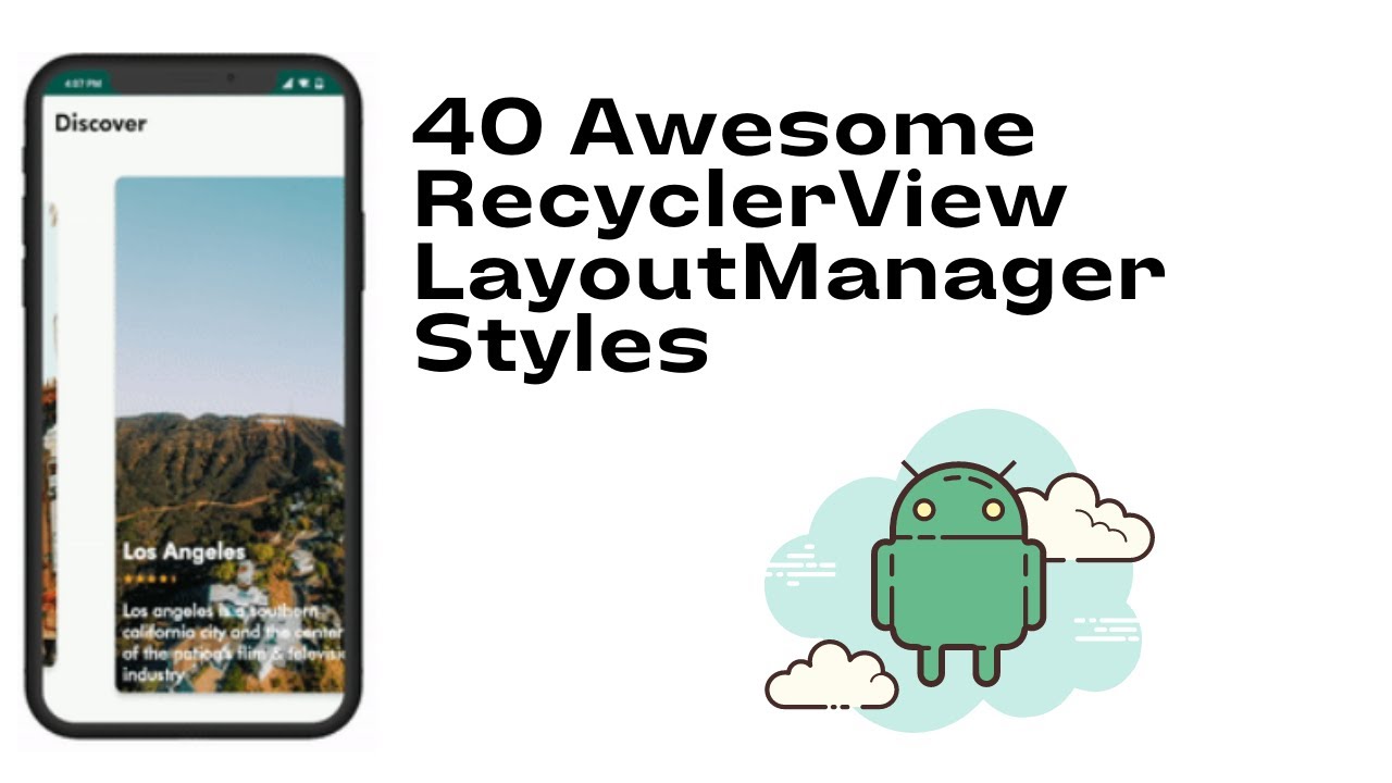 40 Awesome RecyclerView LayoutManager Styles || Android Studio