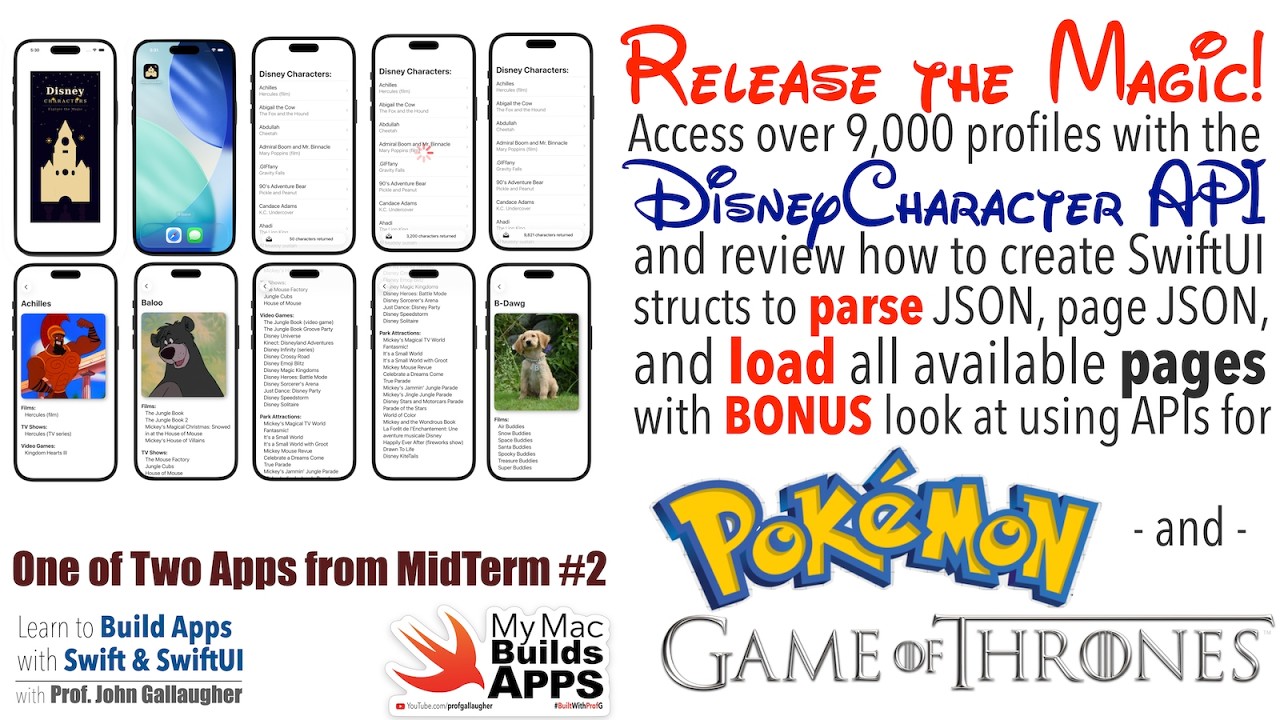 Understand JSON Parsing with SwiftUI Using the DisneyCharacter API - A ProfG Mid Term Challenge