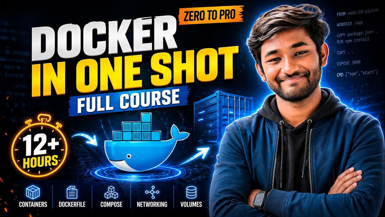 Docker Full Course in One Shot (12+ Hours) | Zero to Pro DevOps | Real Project + Docker Compose