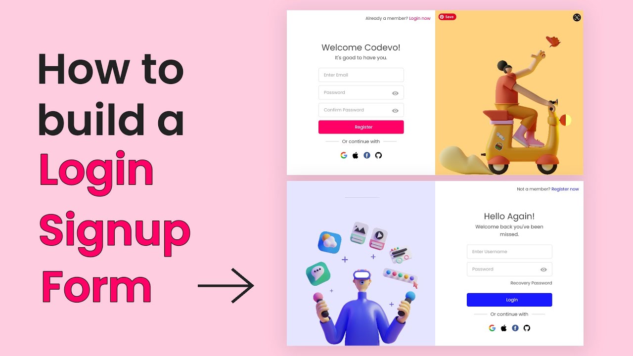 Animated Login and Signup Form with HTML, CSS and JavaScript