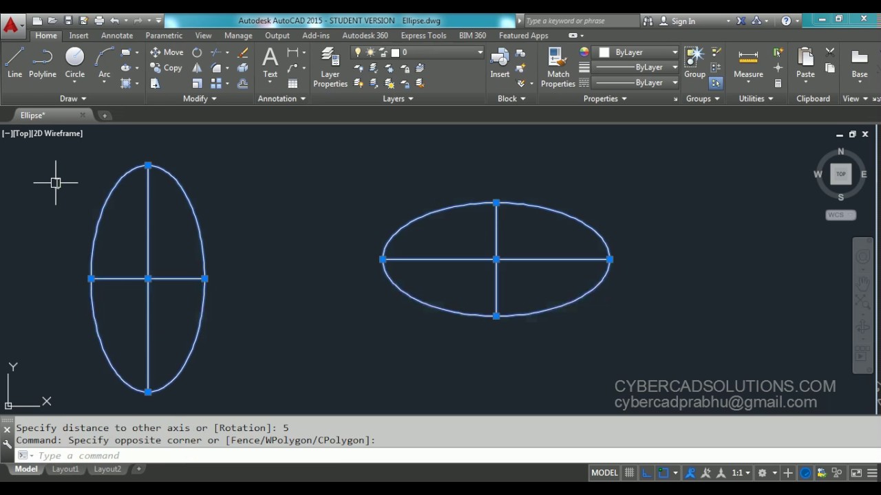How to create Ellipse in AutoCAD